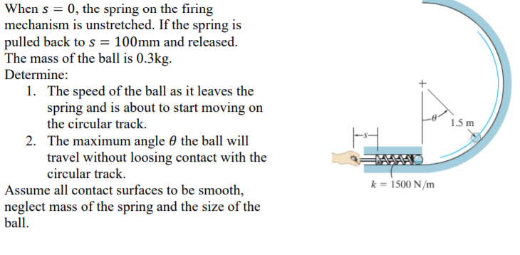 Solved When s -0, the spring on the firing mechanism is | Chegg.com