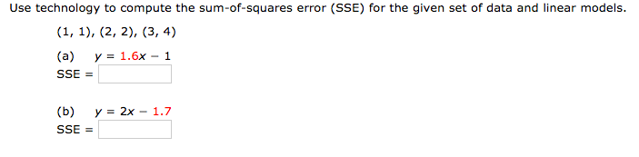 Solved Use technology to compute the sum-of-squares error | Chegg.com