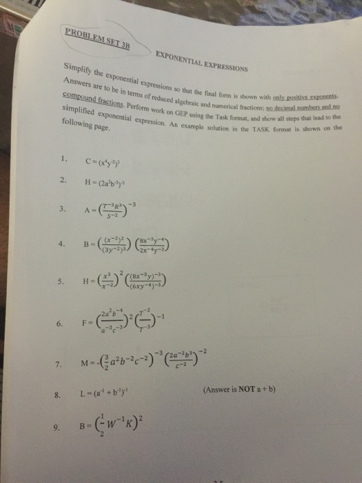 Solved Simplify the exponential expressions so that the | Chegg.com