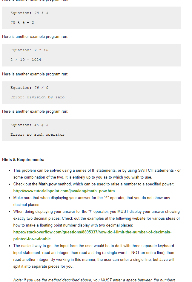 Solved Create a new Java class called: Calculator Write a | Chegg.com