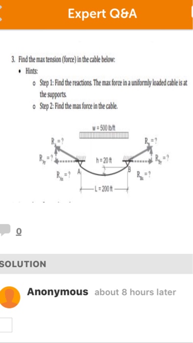 Solved Find the max tension (force) in the cable below: | Chegg.com