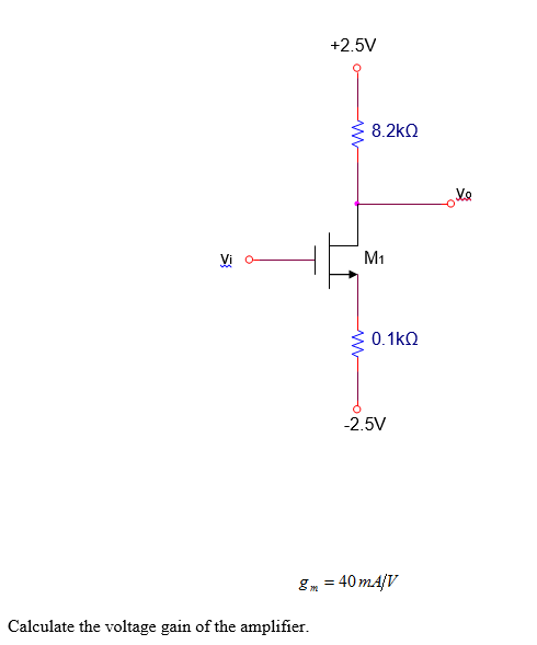 Solved Calculate the voltage gain of the amplifier. | Chegg.com