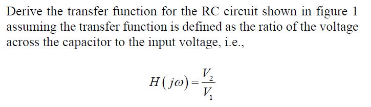 Solved Derive the transfer function for the RC circuit shown | Chegg.com