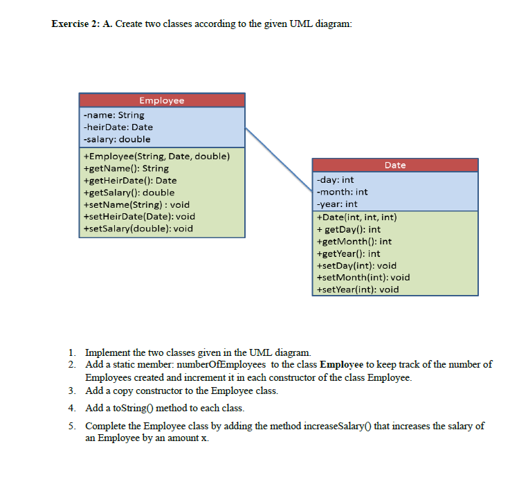 Solved Exercise 2 A Create Two Classes According To The 