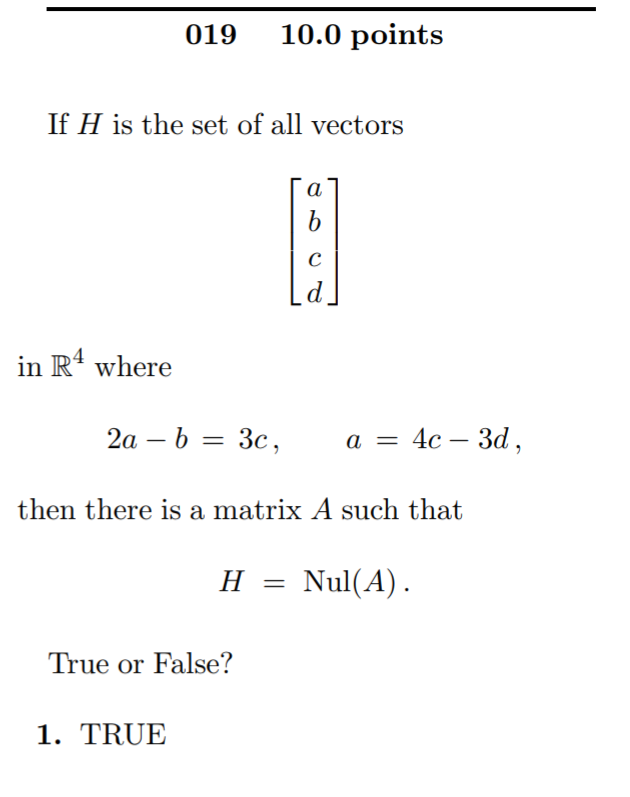 Solved If H is the set of all vectors in R4 where then there | Chegg.com