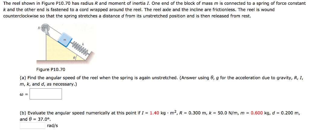 Solved The reel shown in Figure P10.70 has radius R and | Chegg.com