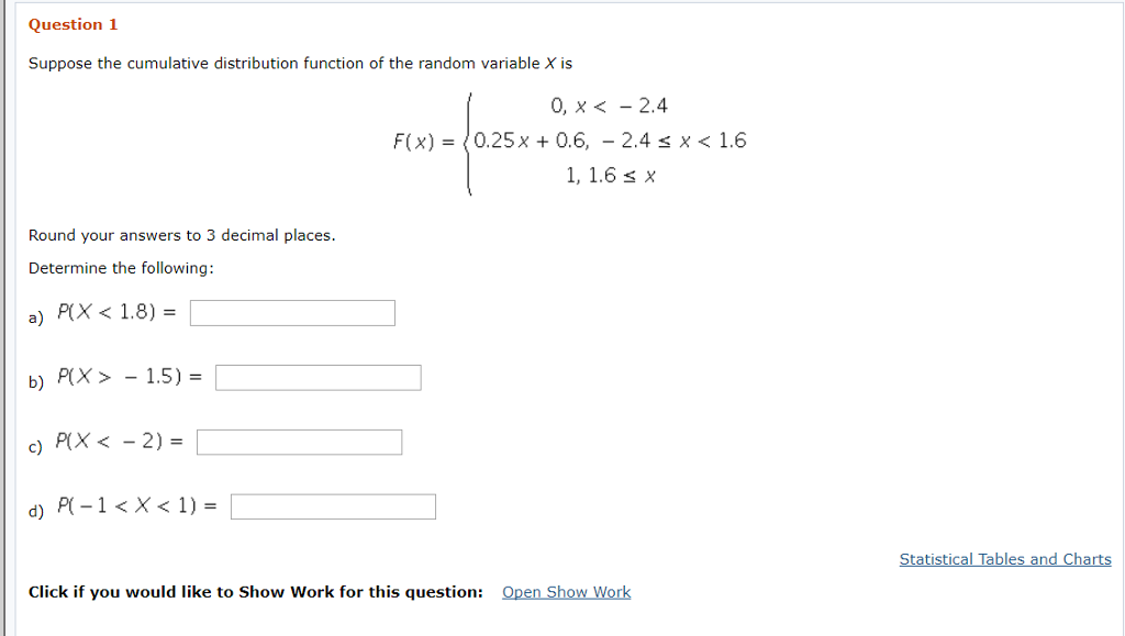 Solved Question 1 Suppose The Cumulative Distribution