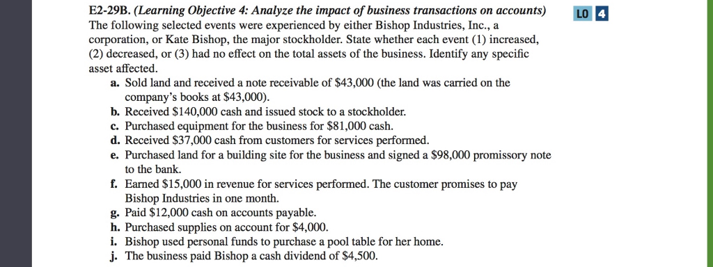 Solved E2-29B. (Learning Objective 4: Analyze the impact of | Chegg.com