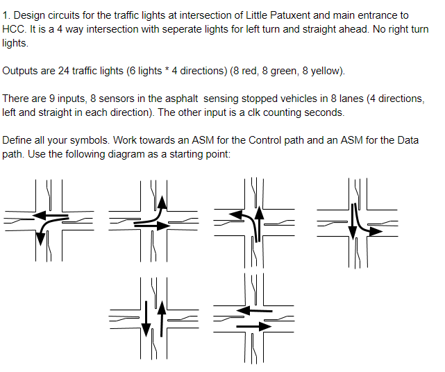 1. Design circuits for the traffic lights at | Chegg.com