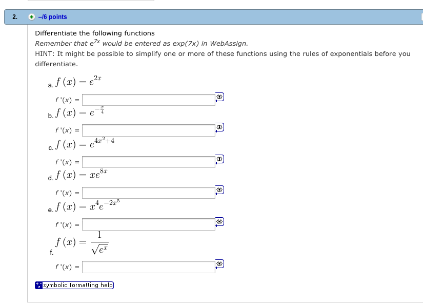 Solved Differentiate the following functions Remember that | Chegg.com