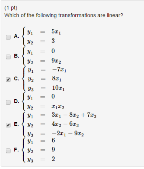 Solved Which of the following transformations are linear? | Chegg.com