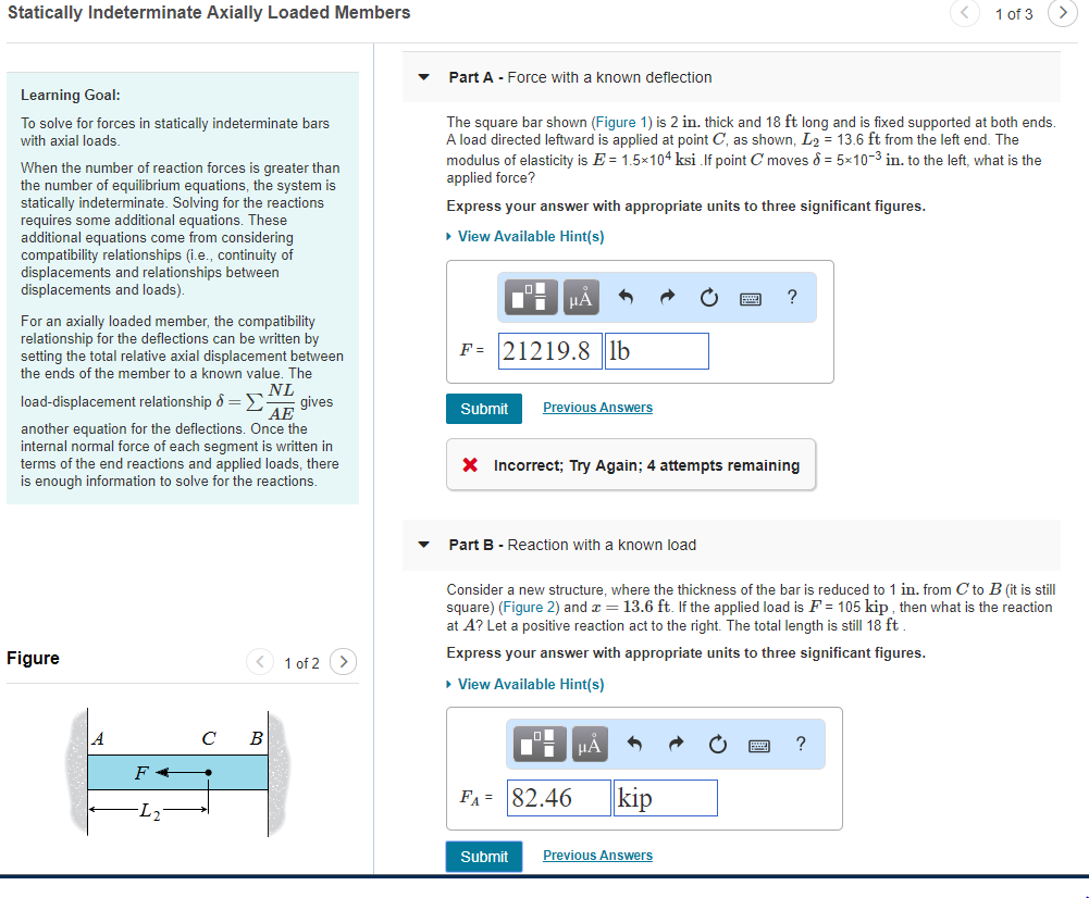 Solved Statically Indeterminate Axially Loaded Members | Chegg.com