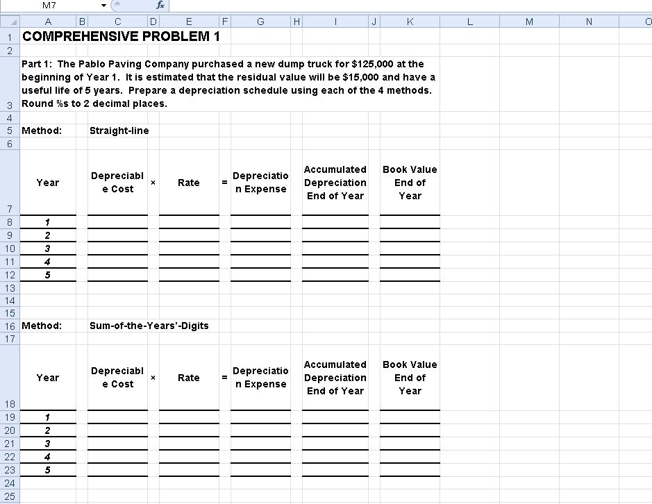 Solved M7 1 COMPREHENSIVE PROBLEM 1 Part 1: The Pablo Paving | Chegg.com