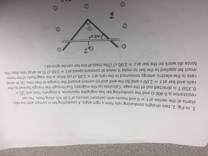 Solved In fig. 2, two straight conducting rails form a right | Chegg.com