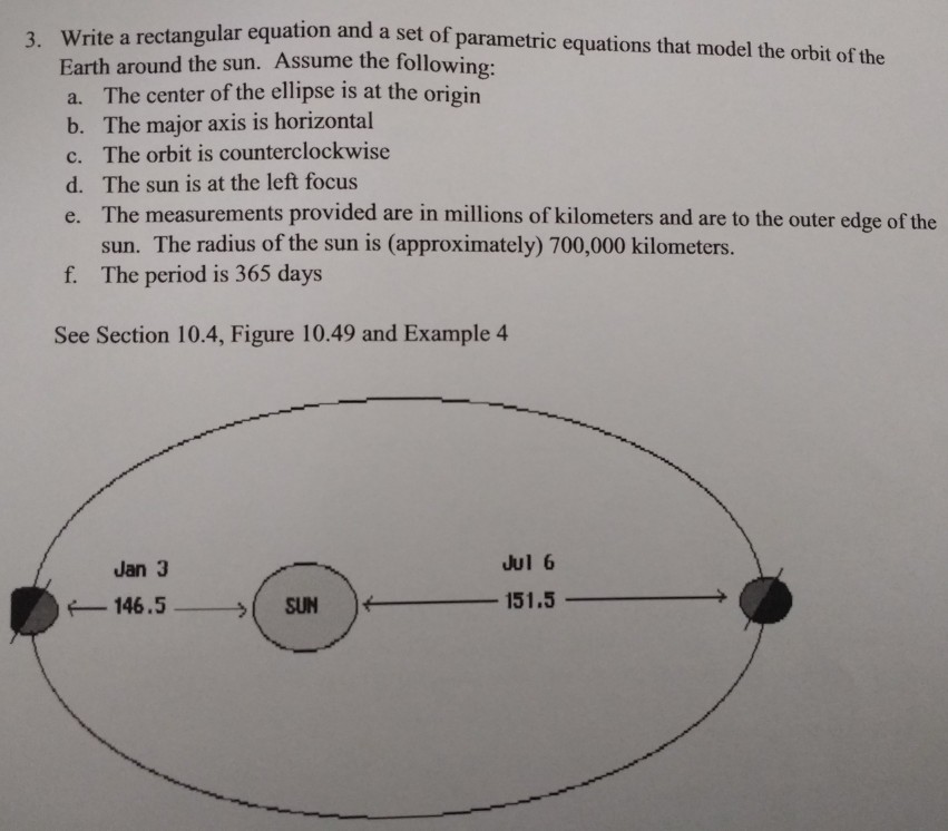 Solved Write A Rectangular Equation And A Set Of Parametric