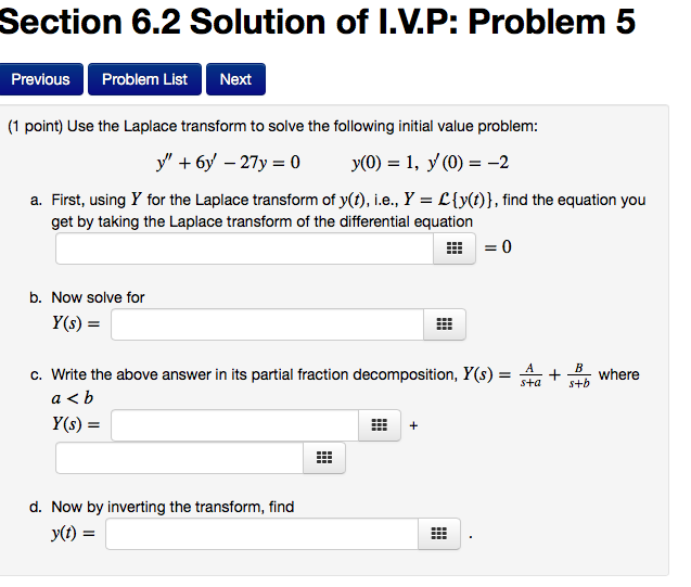 Solved Use the Laplace transform to solve the following | Chegg.com