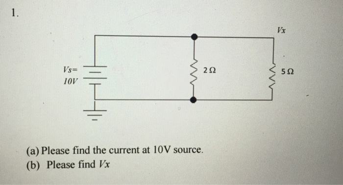 Solved Find the current at 10V source. Find V_x | Chegg.com