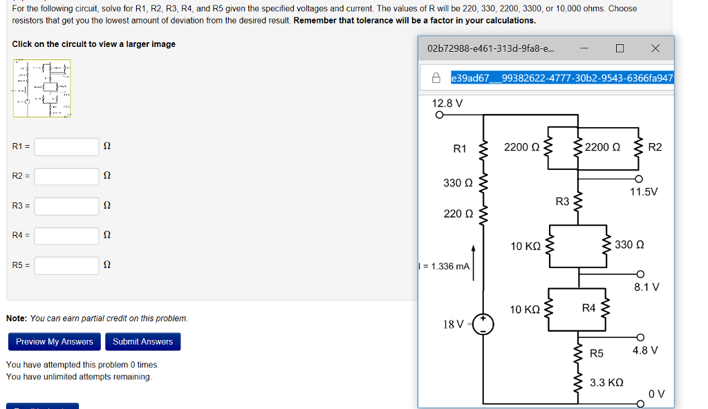 Solved For the following circuit, solve for R1, R2, R3, R4, | Chegg.com