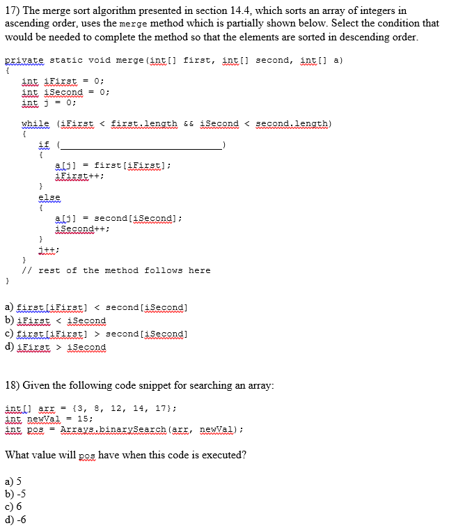Solved 16) Consider the minimumposition method from the | Chegg.com