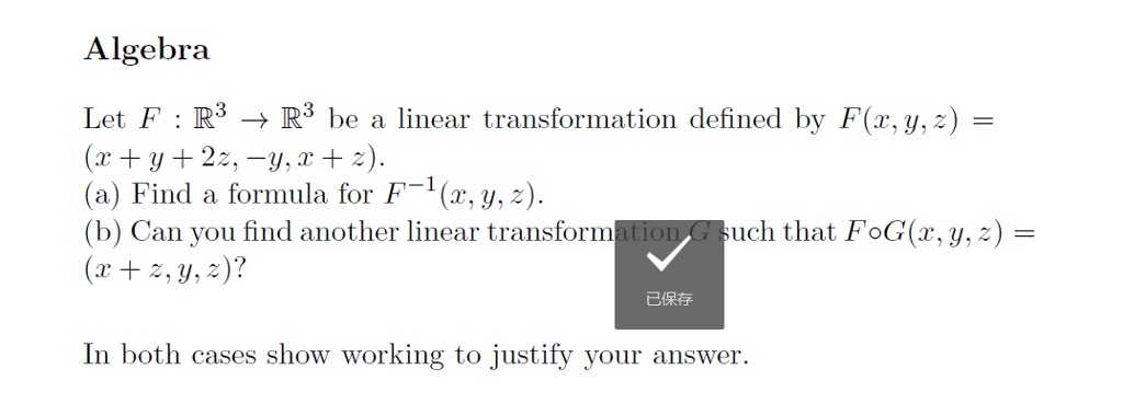 Solved Algebra Let F : R ? R be a linear transformation | Chegg.com