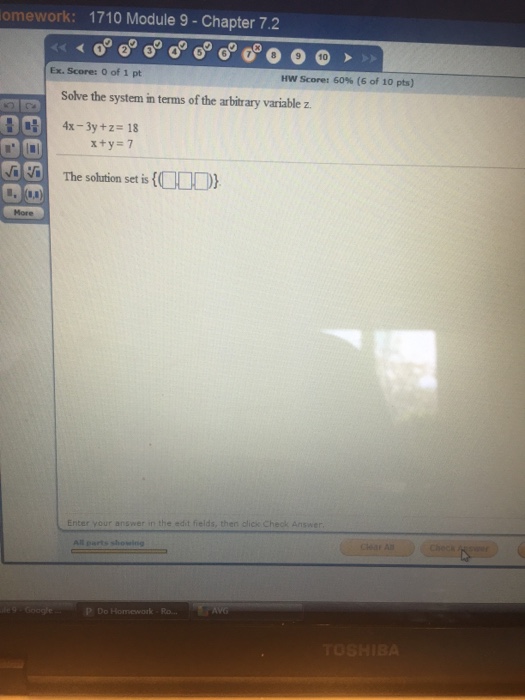 Solved Solve the system in terms of the arbitrary variable | Chegg.com