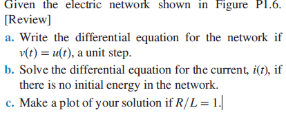 Solved Given the electric network shown in Figure P1.6. | Chegg.com
