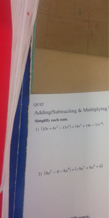 Solved Adding/Subtracting & Multiplying | Chegg.com