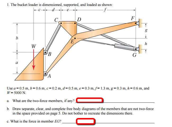 Solved The bucket loader is dimensioned, supported, and | Chegg.com