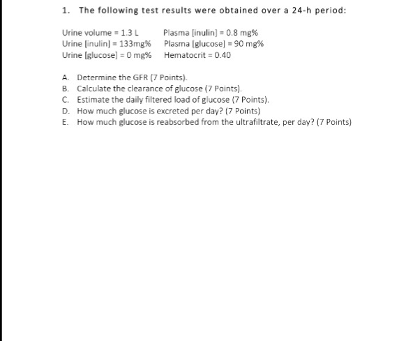 Solved 1 The Following Test Results Were Obtained Over A