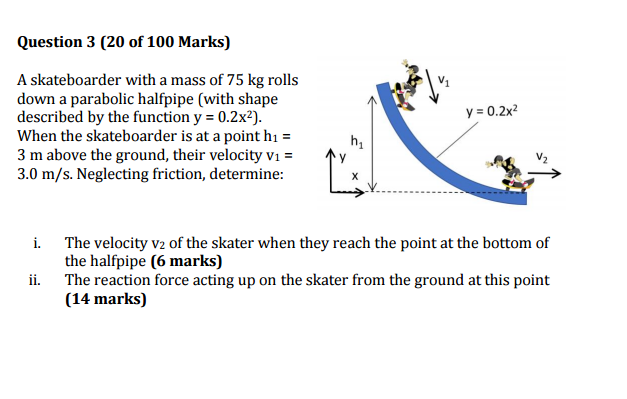 Solved Question 3 (20 of 100 Marks) A skateboarder with a | Chegg.com