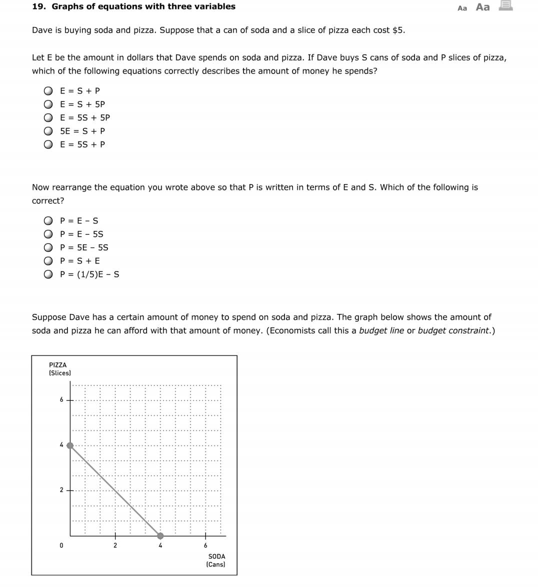 Solved 19. Graphs of equations with three variables Dave is | Chegg.com