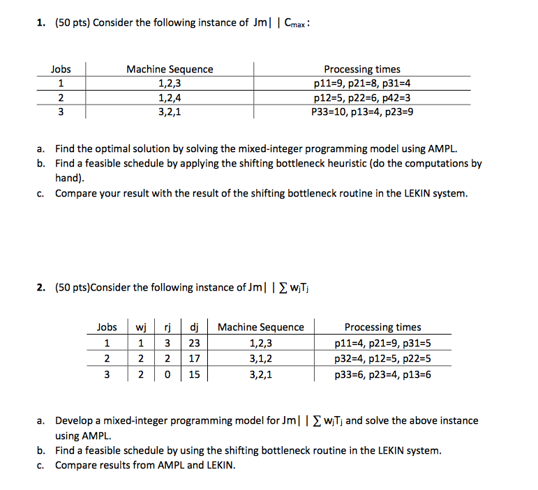 Consider the following instance of Jm | | C_max: | Chegg.com