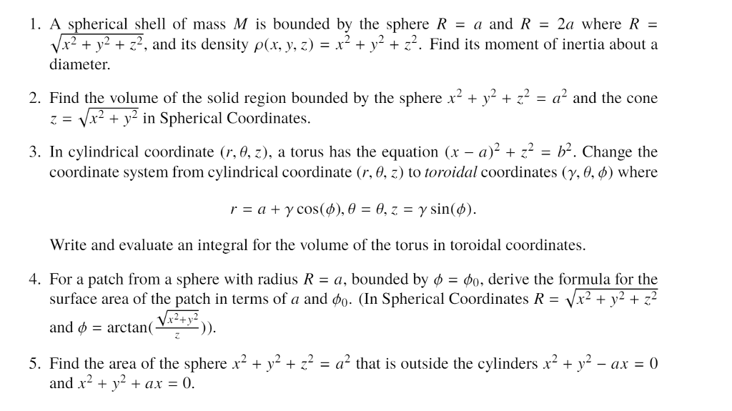 A spherical shell of mass M is bounded by the sphere | Chegg.com