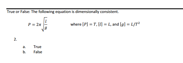 Solved The following equation is dimensionally consistent. P | Chegg.com