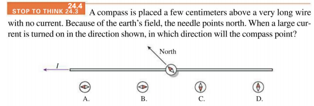 Solved 24.4 STOP TO THINK 24.3 A compass is placed a few | Chegg.com