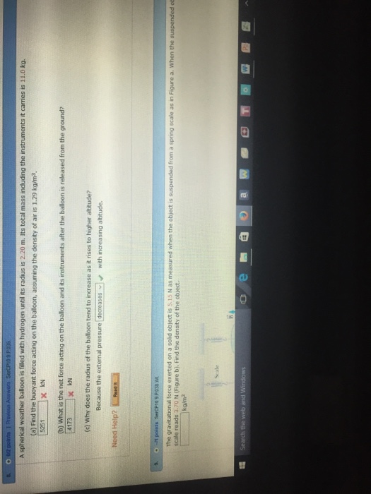 Solved A spherical weather balloon is filled with hydrogen | Chegg.com