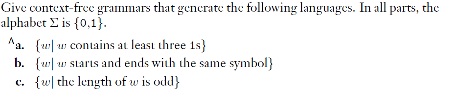 Solved Give context-free grammars that generate the | Chegg.com