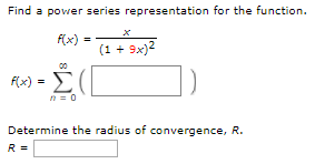 Solved ind a power series representation for the function (1 | Chegg.com