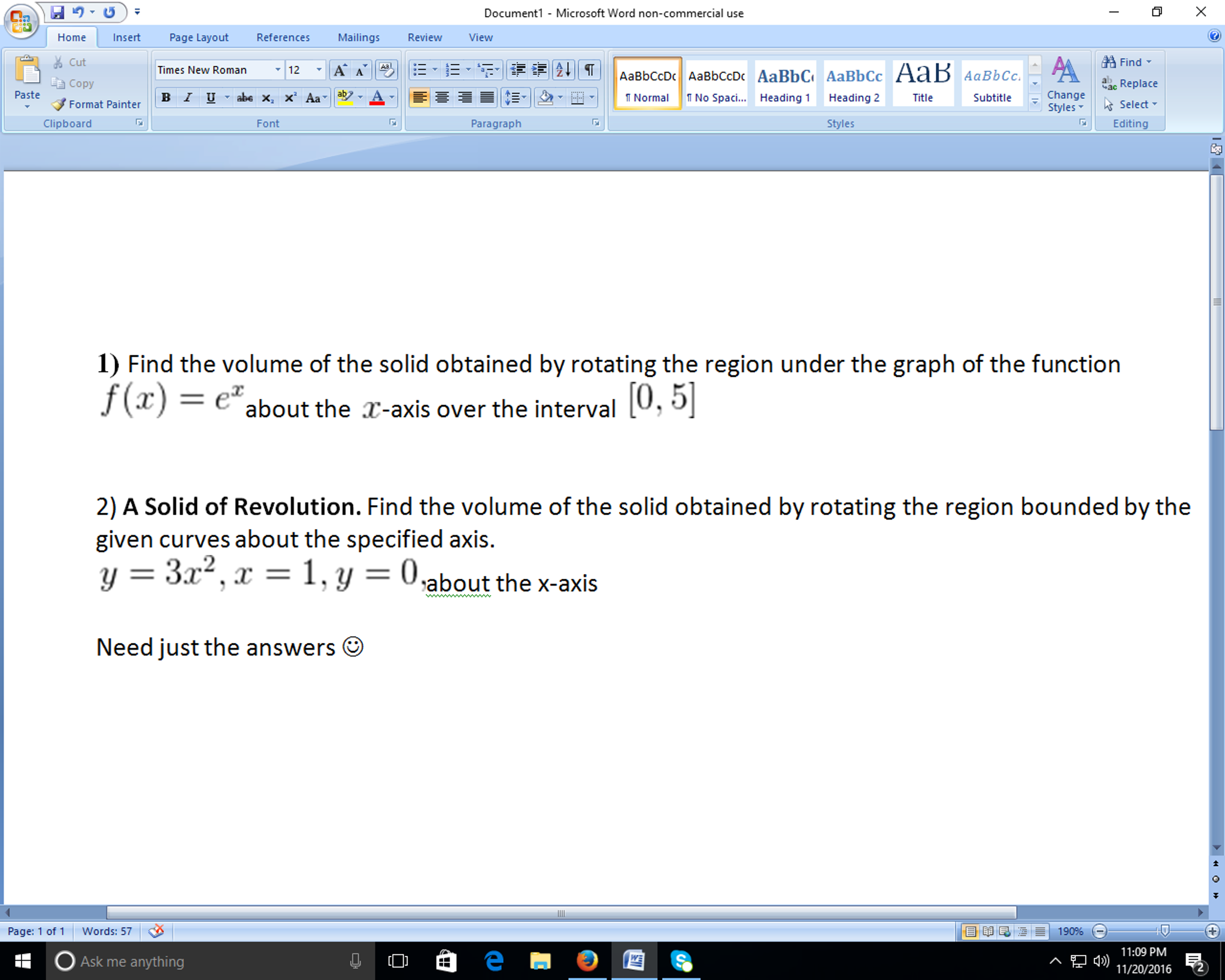 Solved Find The Volume Of The Solid Obtained By Rotating The