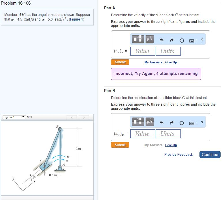 Solved Member AB has the angular motions shown. Suppose that | Chegg.com