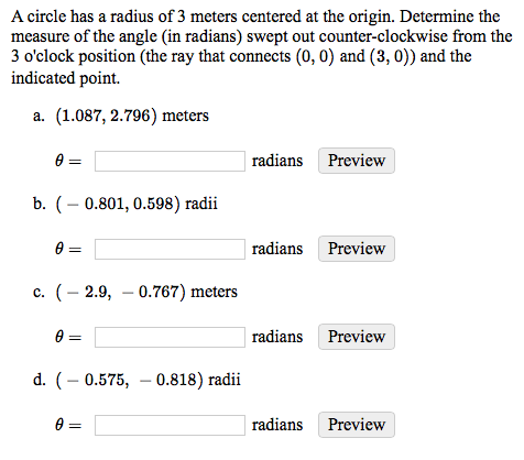 Solved A circle has a radius of 3 meters centered at the | Chegg.com