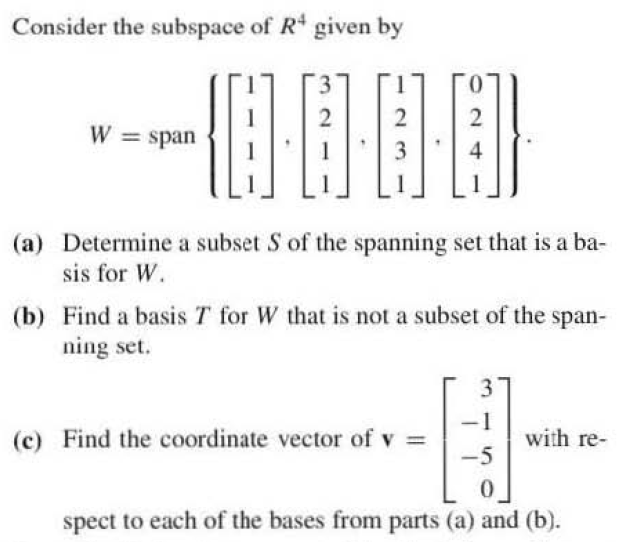Solved Consider the subspace of R given by 4 Determine a | Chegg.com