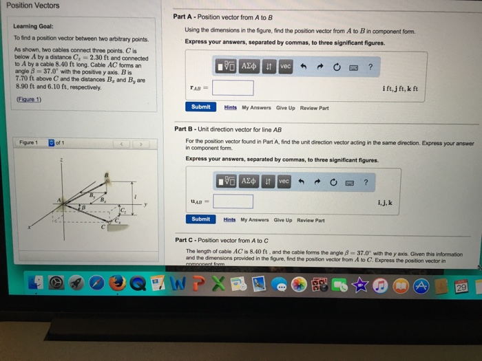 Solved Position Vectors Part A Position vector from A to B | Chegg.com
