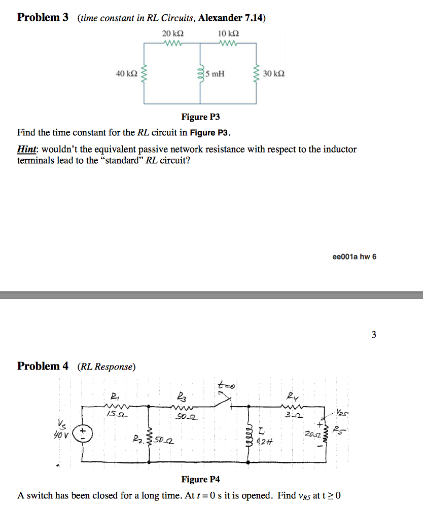Solved Find the time constant for the RL circuit in Figure | Chegg.com