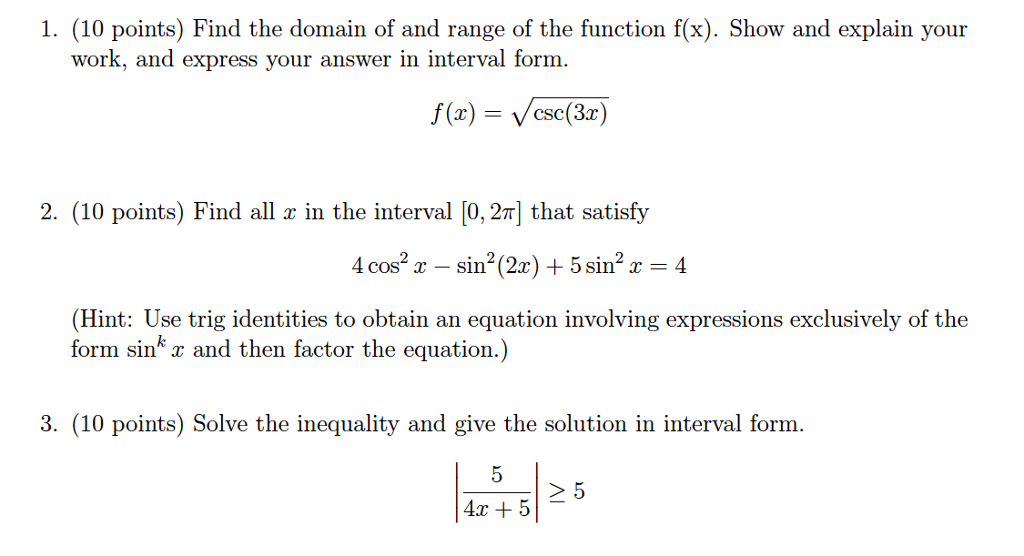 Solved Find the domain of and range of the function f(x). | Chegg.com