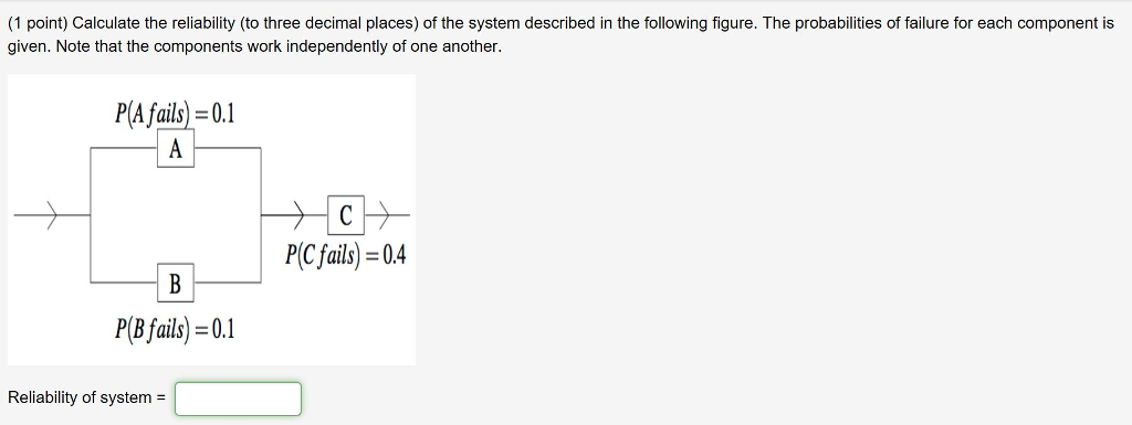 Solved Calculate the reliability (to three decimal places) | Chegg.com Solved Calculate the reliability (to three decimal places) | Chegg.com
