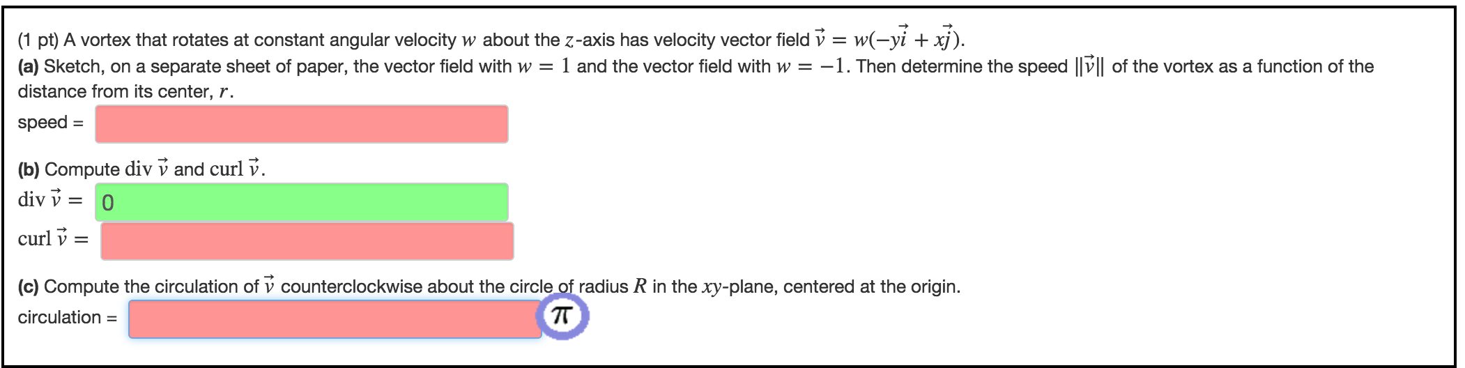 Solved A Vortex That Rotates At Constant Angular Velocity W