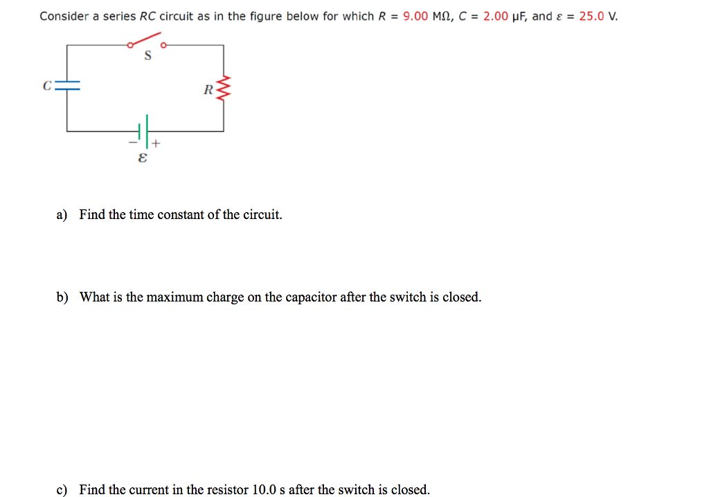 Solved Consider a series RC circuit as in the figure below | Chegg.com