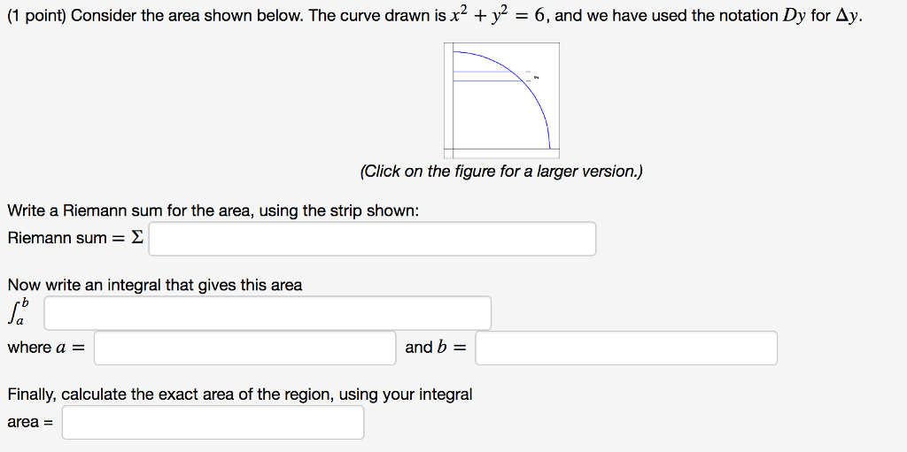 Solved (1 point) Consider the area shown below. The curve | Chegg.com Solved (1 point) Consider the area shown below. The curve | Chegg.com