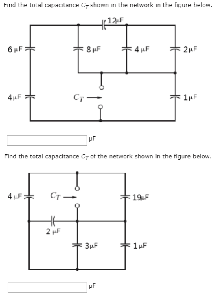 Solved Find the total capacitance Cr shown in the network in | Chegg.com